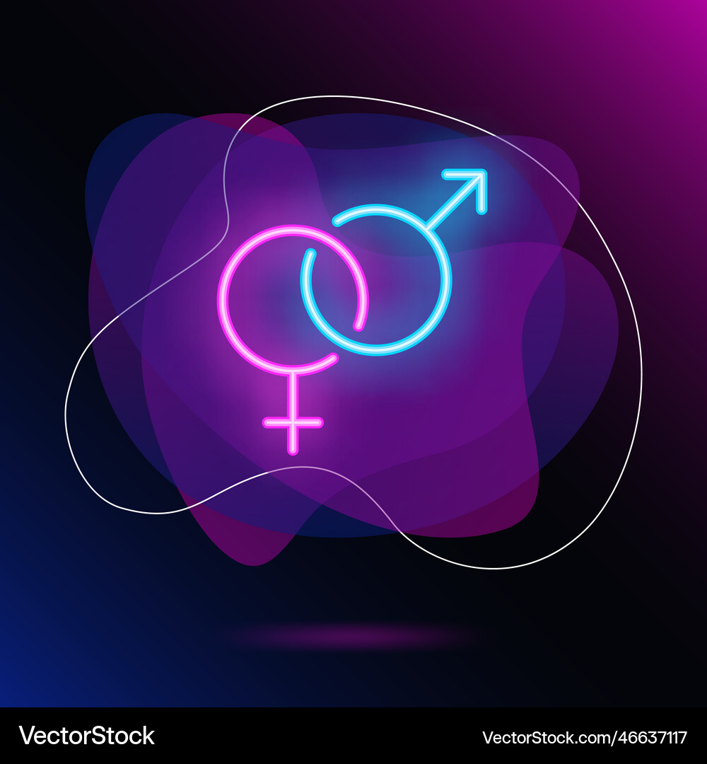 Heterosexuality symbol neon sign Royalty Free Vector Image