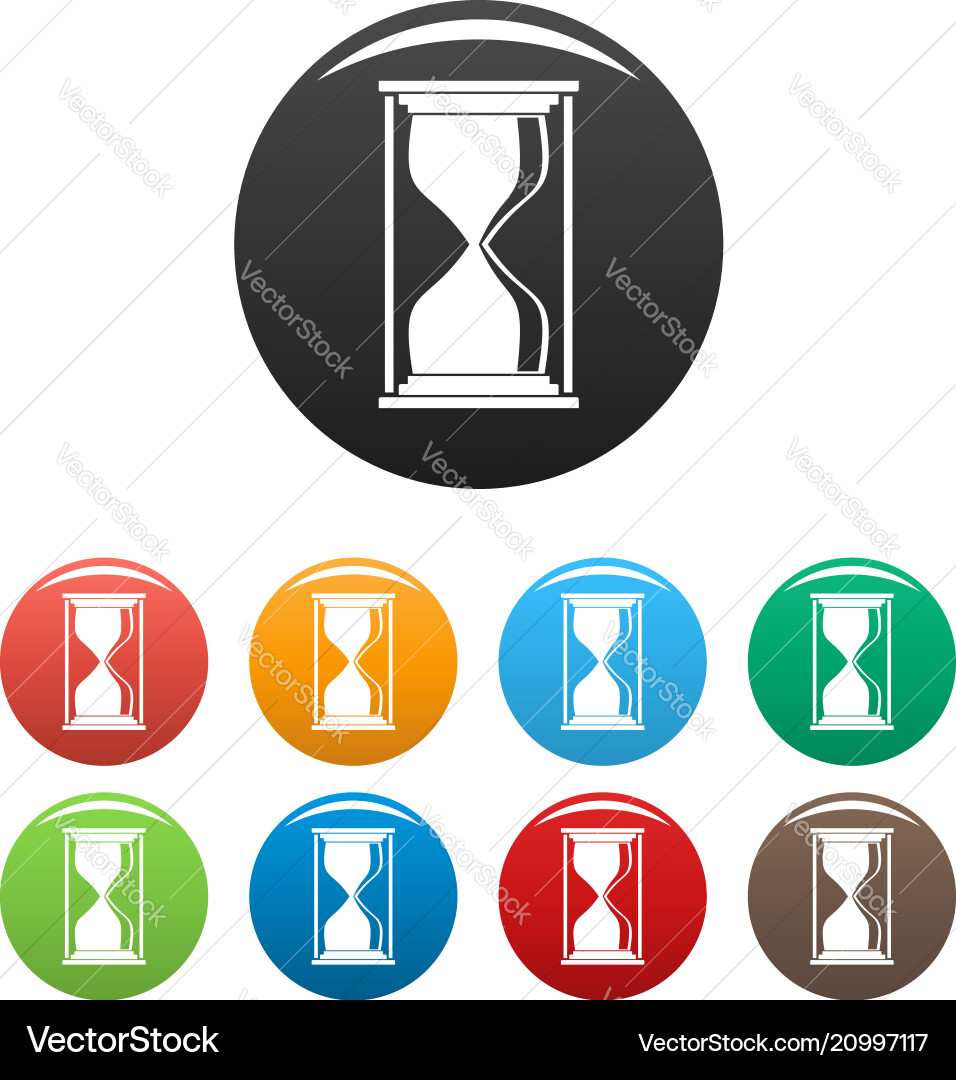 Hourglass icons set color Royalty Free Vector Image