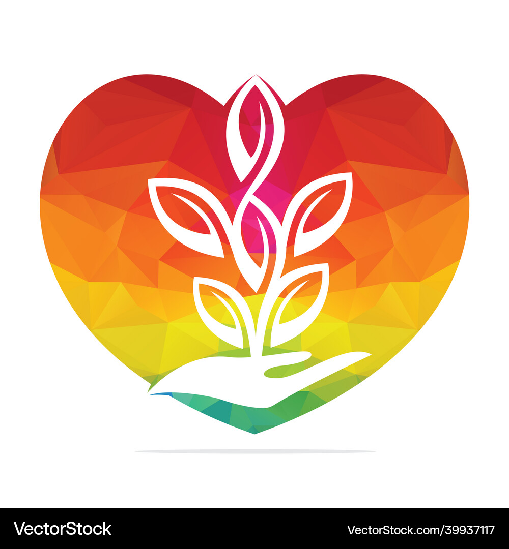 Love plant in hand logo design Royalty Free Vector Image