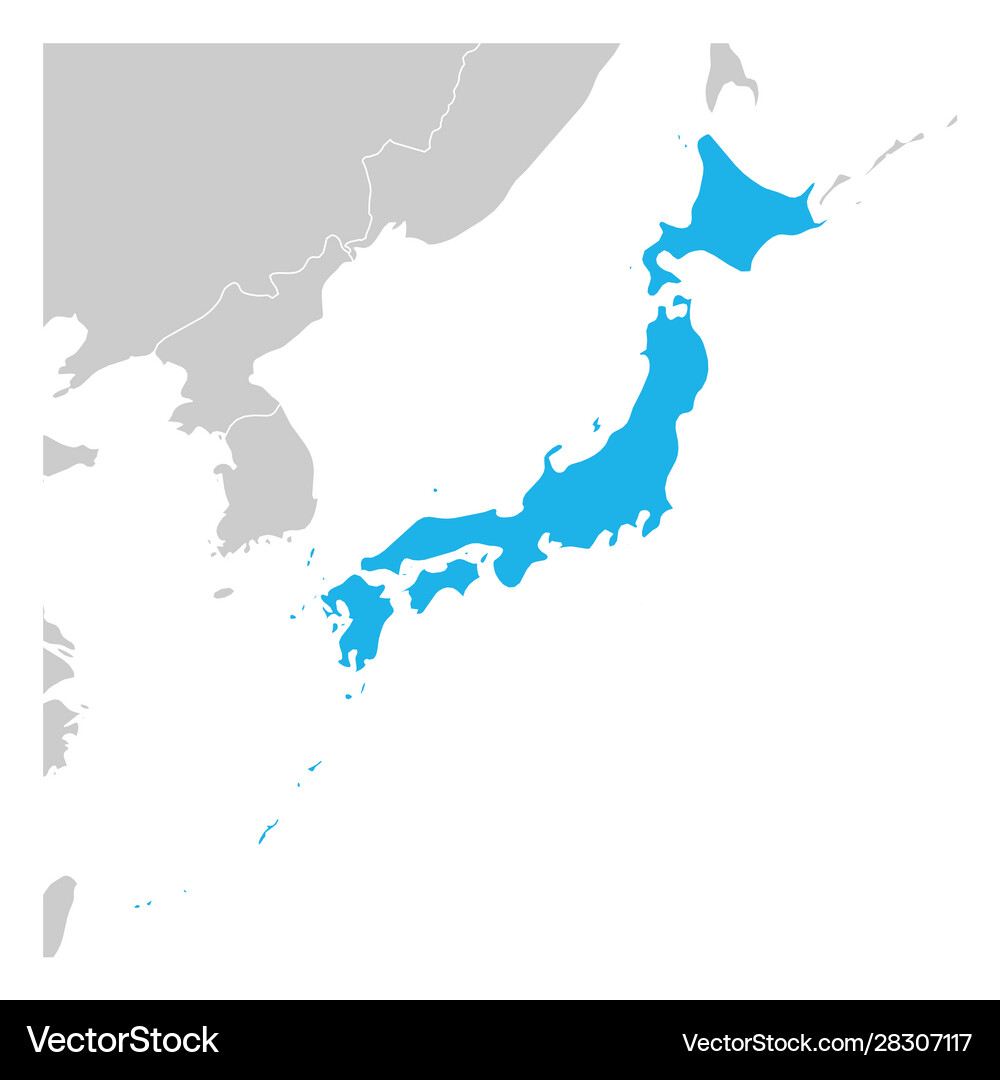Map japan green highlighted with neighbor Vector Image