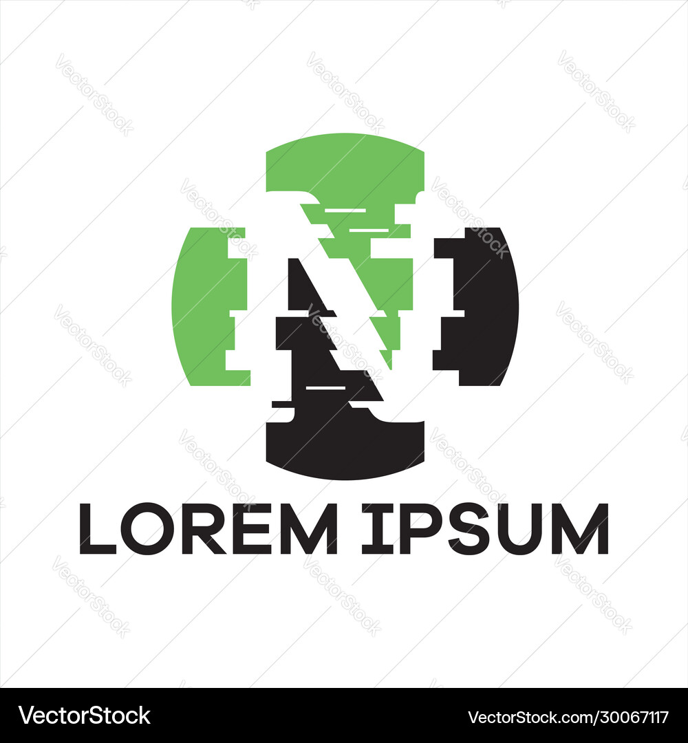 N letter logo design letter in plus Royalty Free Vector