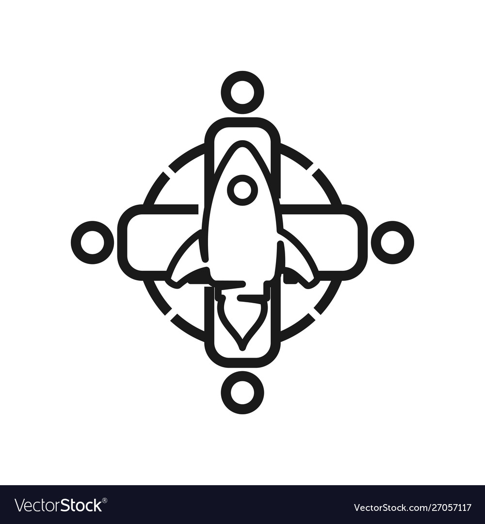 Rocket speed commitment teamwork together outline Vector Image