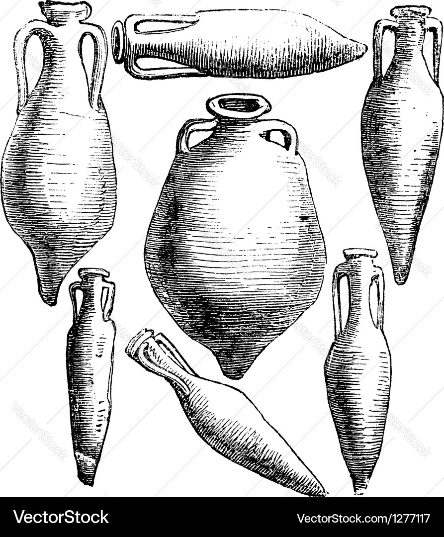 Roman vases vintage engraving Royalty Free Vector Image