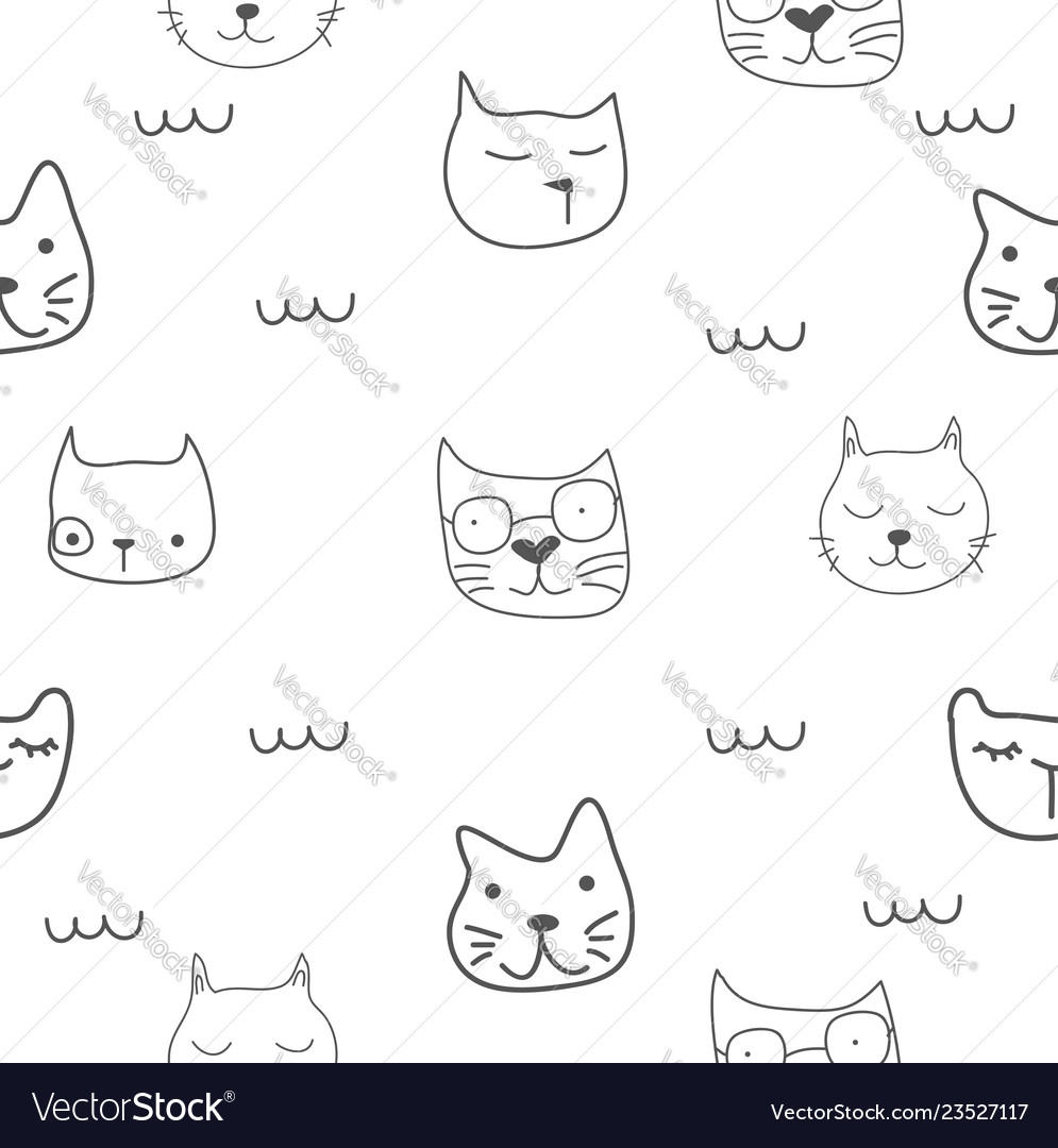 Seamless face cat pattern Royalty Free Vector Image