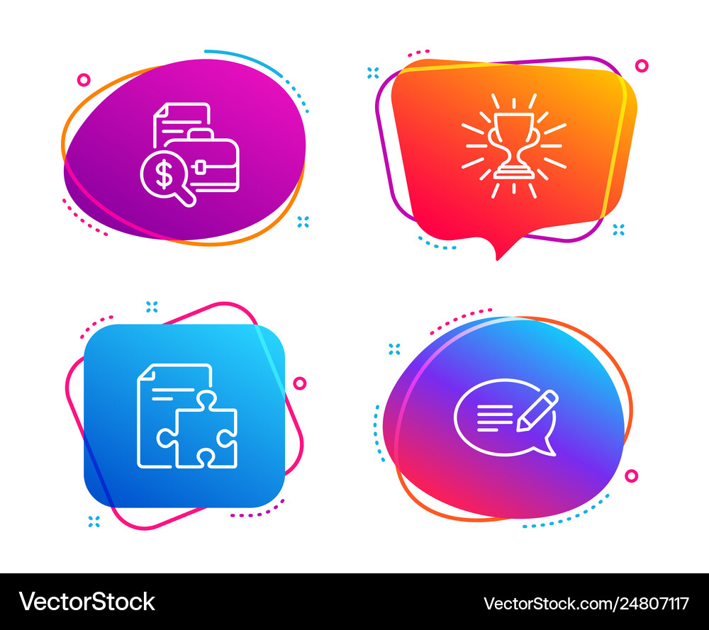 Strategy trophy and accounting report icons set Vector Image