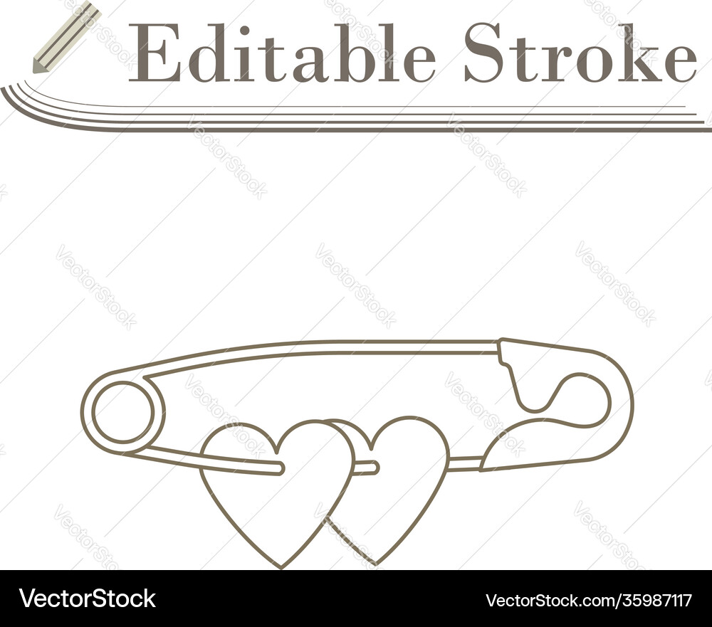 Two valentines heart with pin icon Royalty Free Vector Image