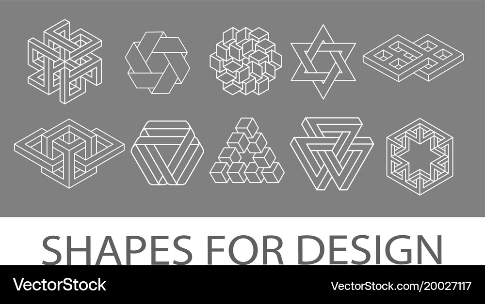 White stroke geometric shapes icons set Royalty Free Vector