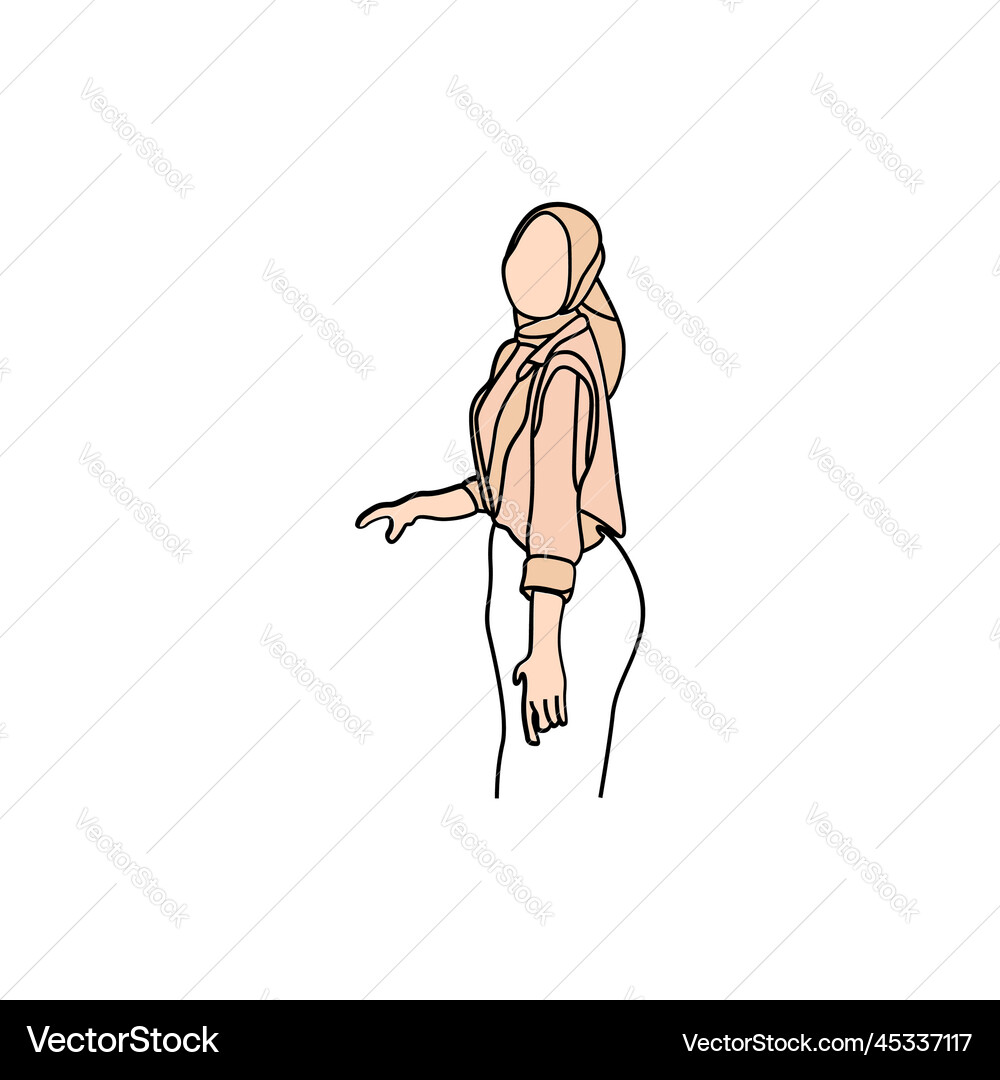 Woman pose line art style Royalty Free Vector Image