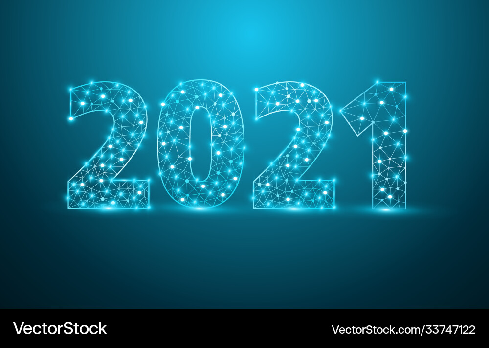 2021 new year text design with mesh stylish Vector Image