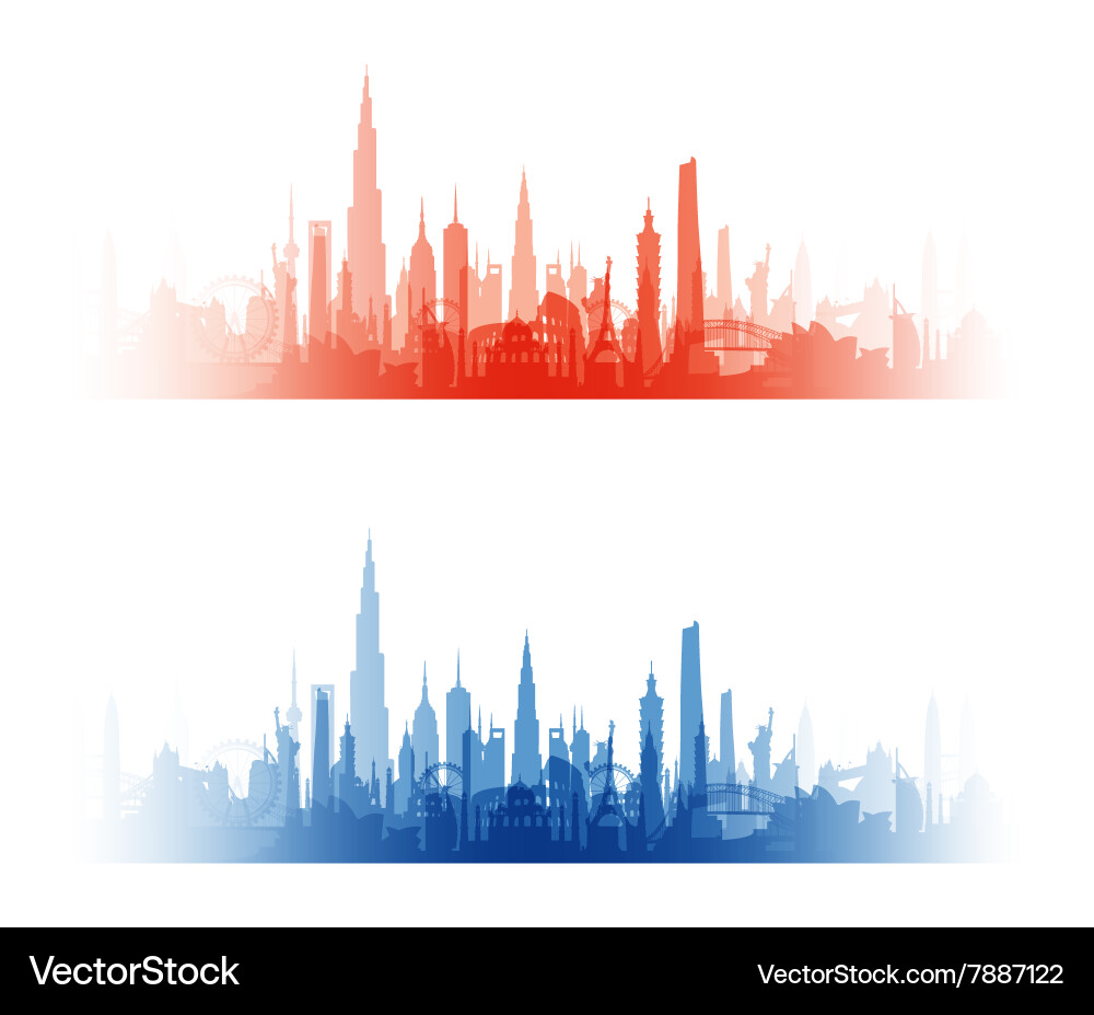 Cityscape with fade red and blue Royalty Free Vector Image