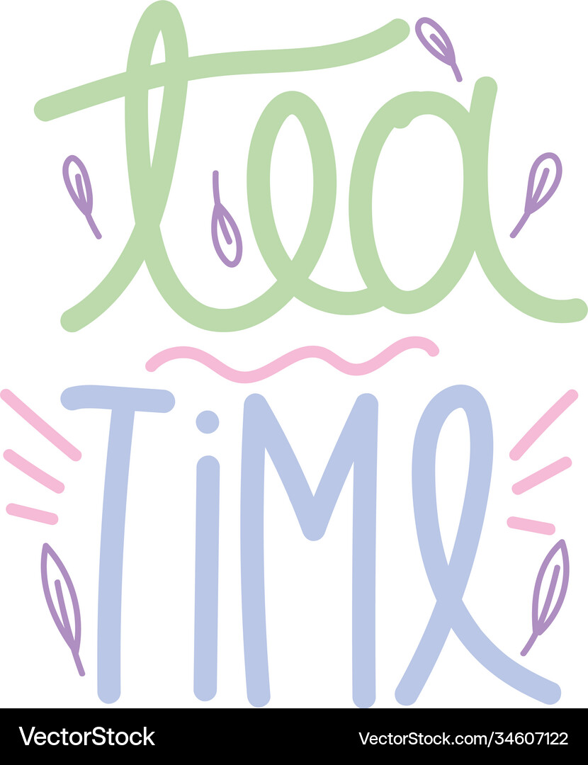 Cooking lettering hand drawn type font tea time Vector Image