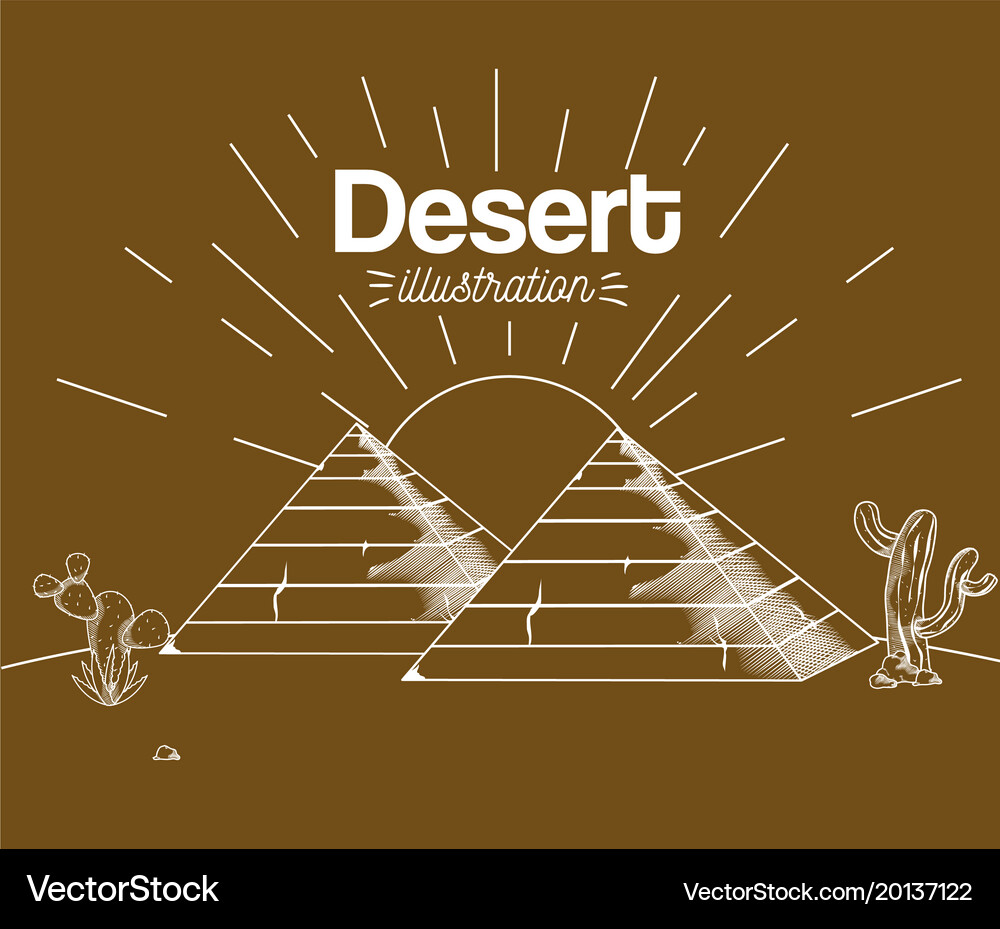 Desert landscape hand drawn cartoon Royalty Free Vector