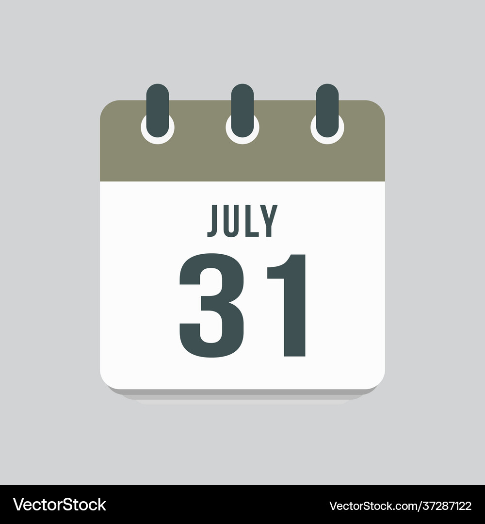 Icon day date 31 july template calendar page Vector Image