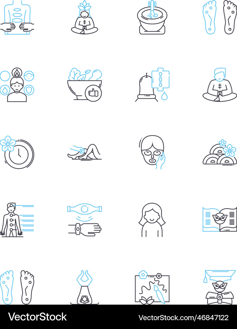 Integrative medicine linear icons set holistic Vector Image