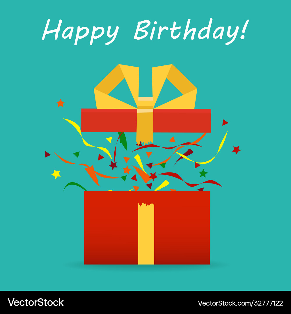 Opened gift box surprise birthday holiday concept Vector Image