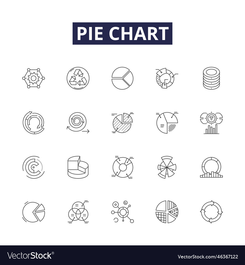 Pie chart line icons and signs Royalty Free Vector Image