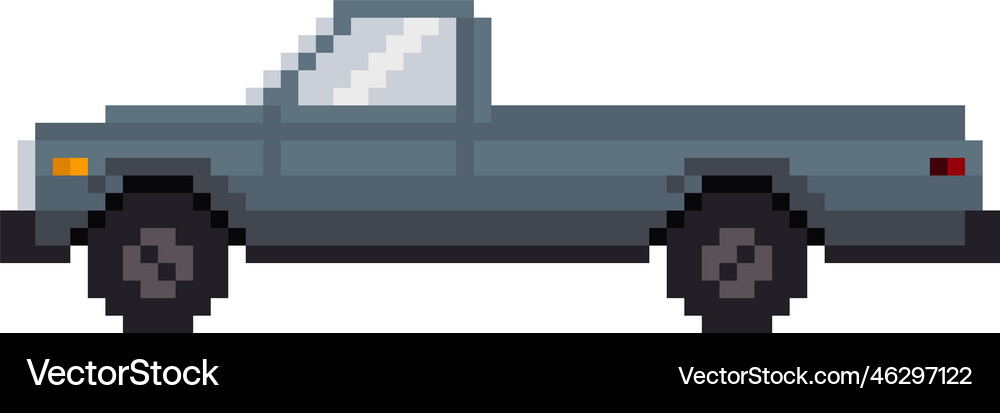 Retro pick up car in pixel art style Royalty Free Vector