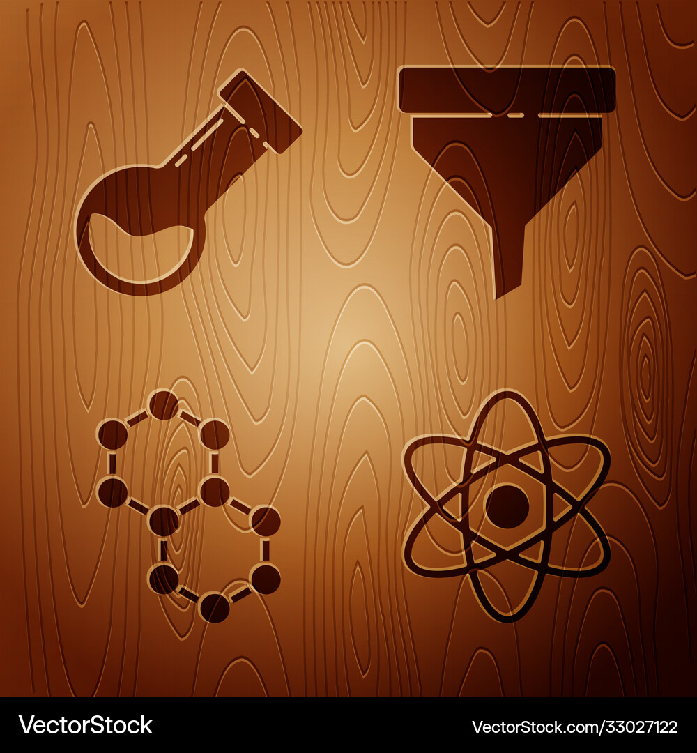 Set atom test tube and flask chemical molecule Vector Image