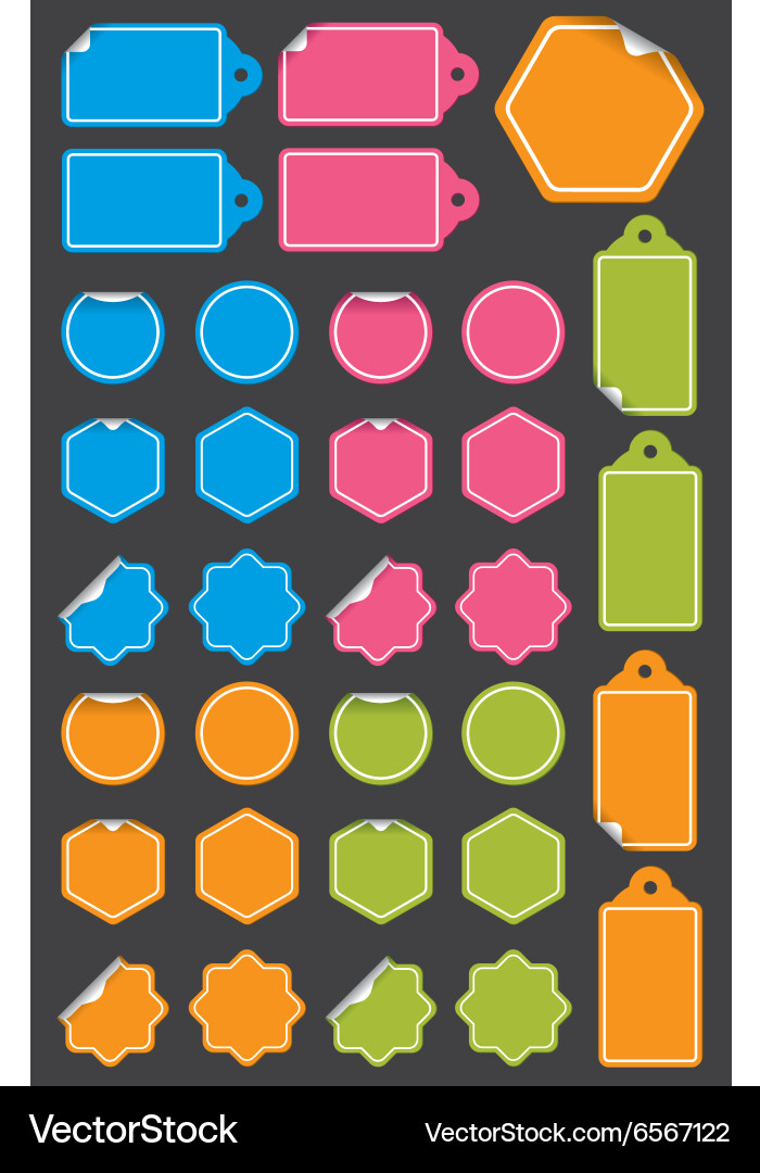 Set of labels with peeled back corner Royalty Free Vector