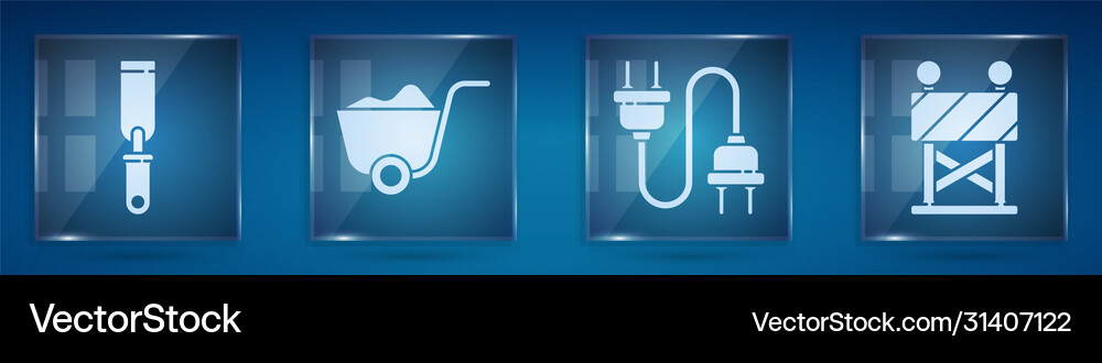 Set rasp metal file shovel electric plug Vector Image