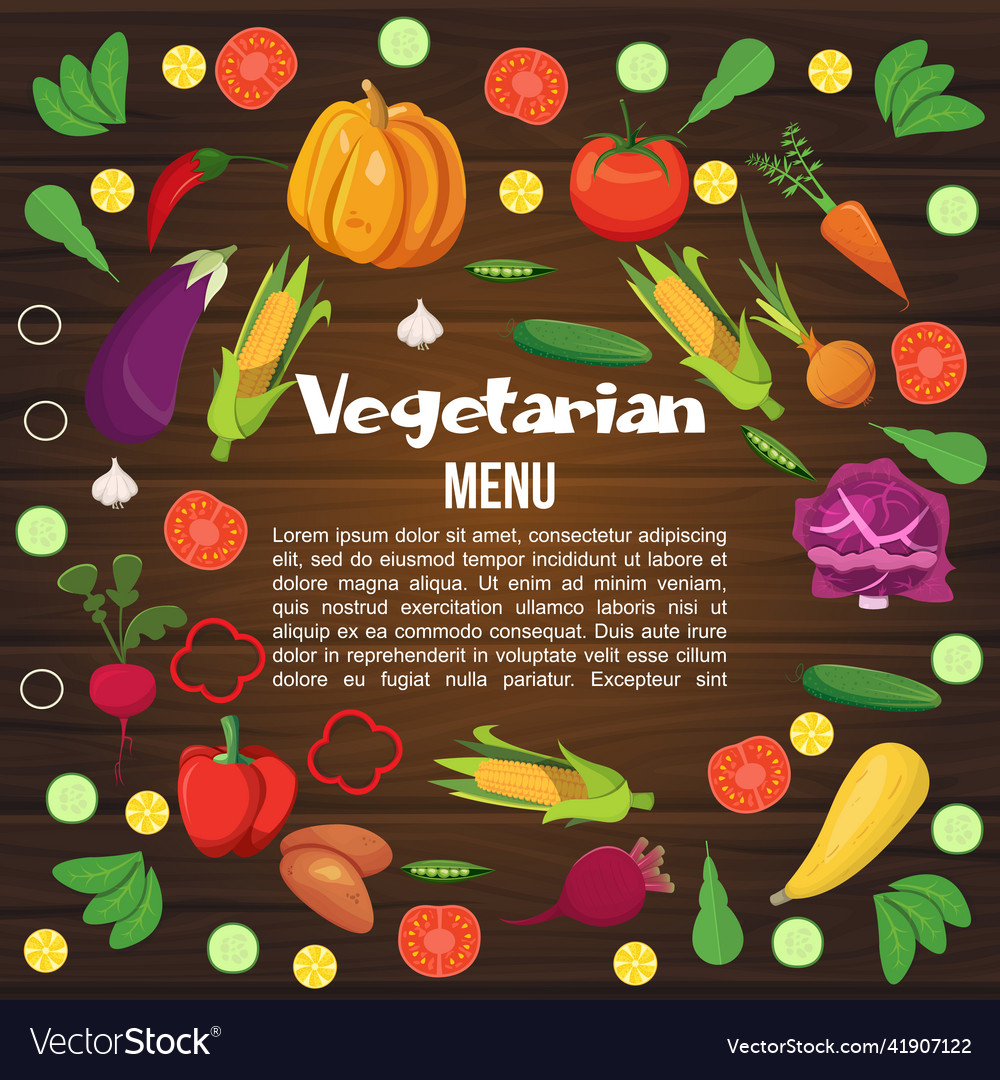 Vegetables flat menu Royalty Free Vector Image