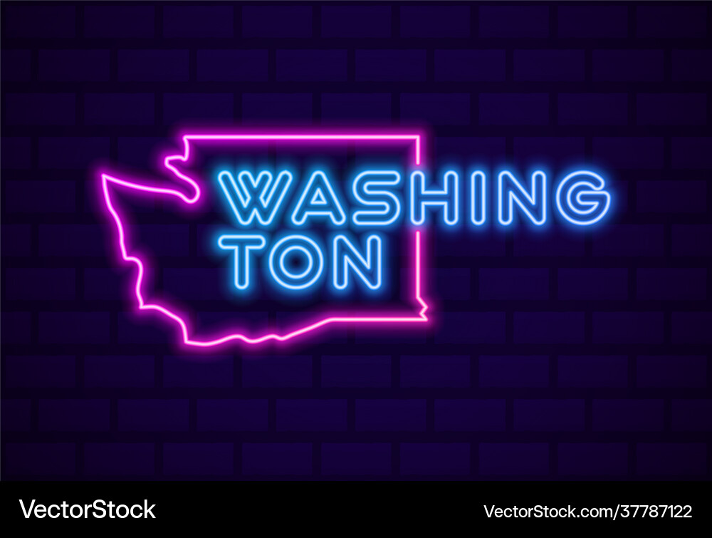 Washington us state glowing neon lamp sign Vector Image