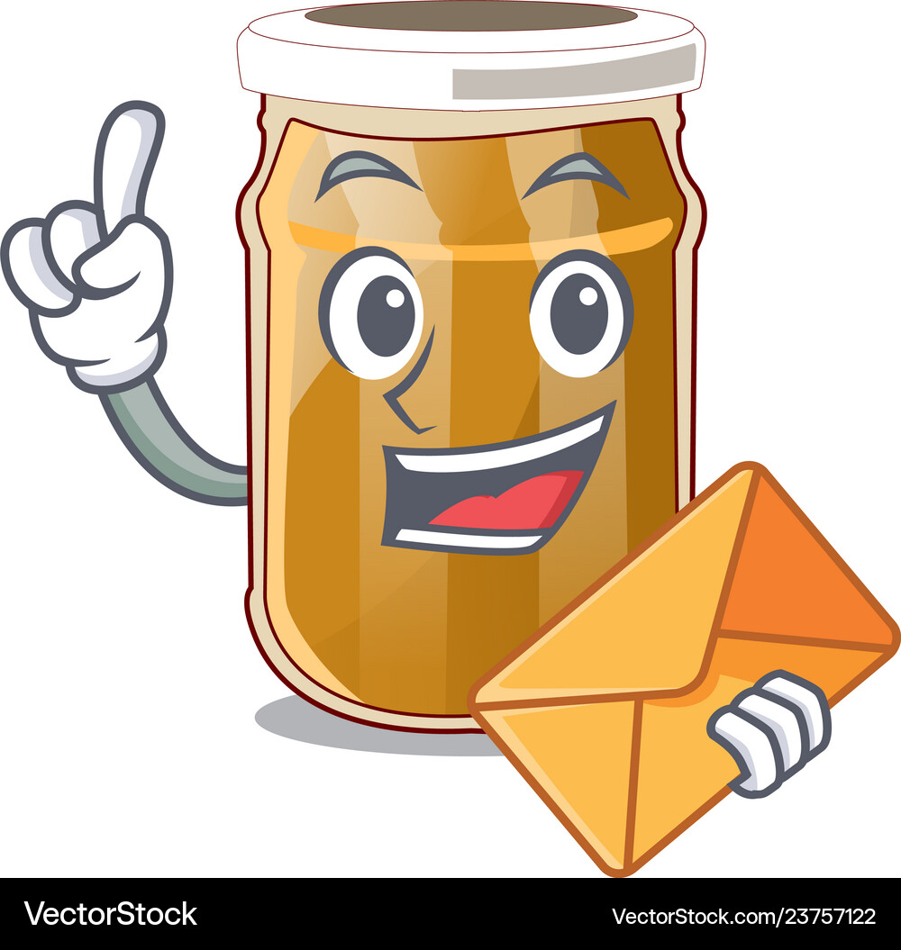 With envelope almond butter on a cartoon table Vector Image
