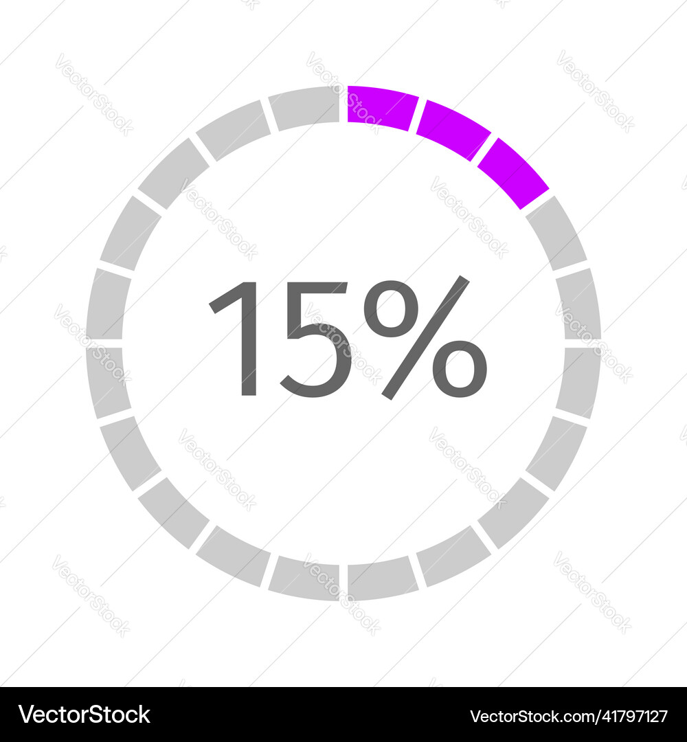15 percent filled round loading bar divided Vector Image