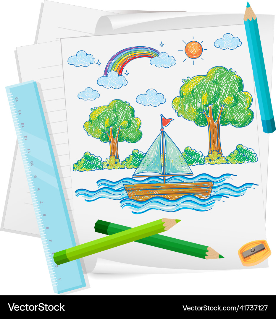 A paper with doodle sketch design color Royalty Free Vector