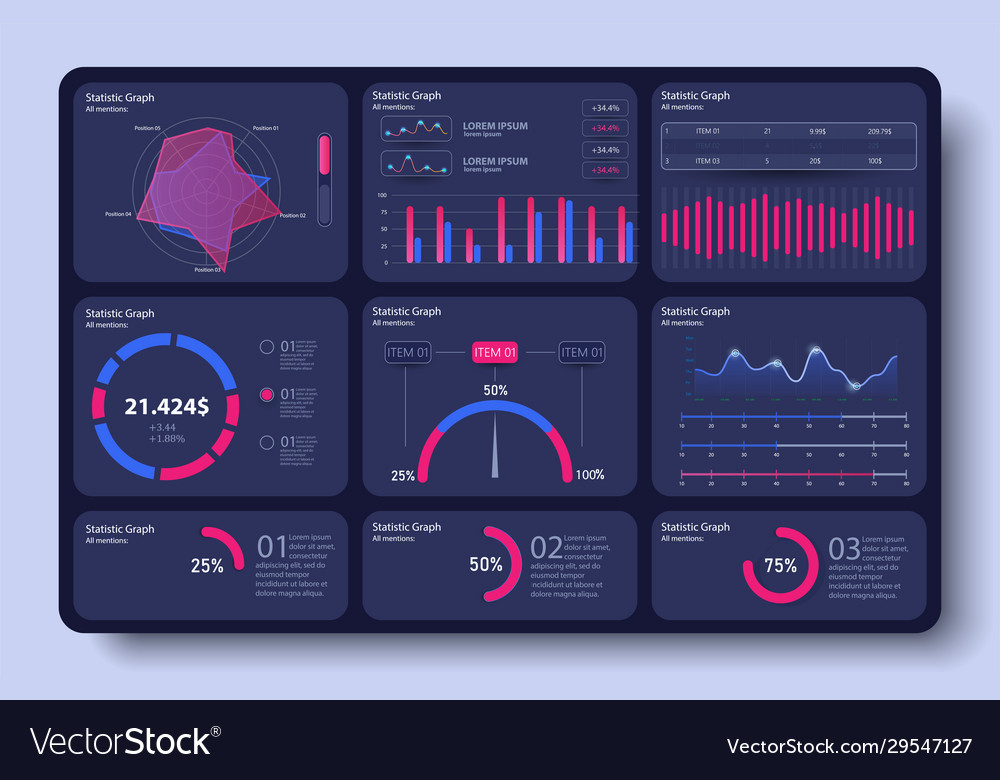 Bright modern infographic with data and charts Vector Image