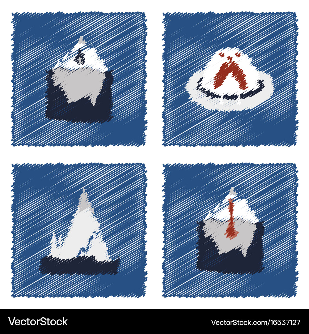 Collection flat shading style icons nature Vector Image