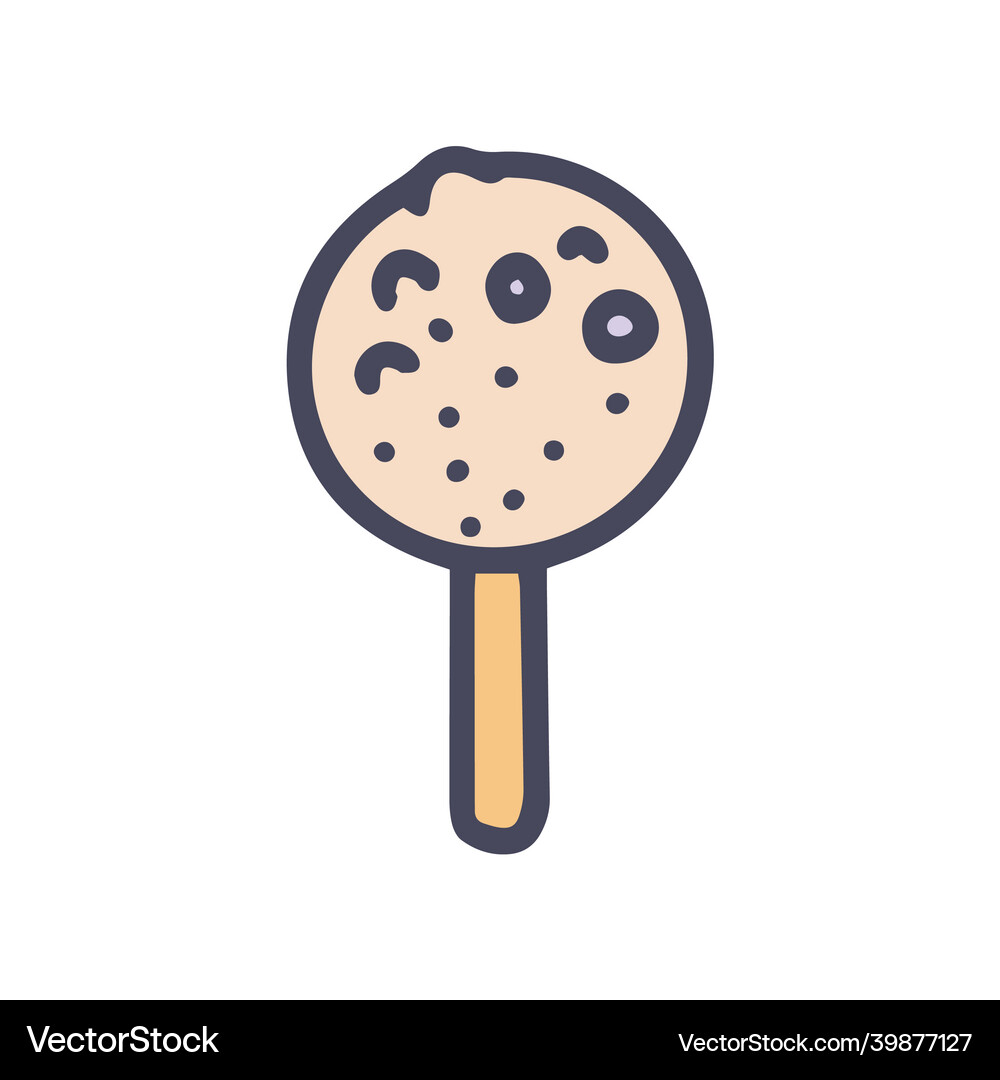 Cookie on a stick color doodle simple icon Vector Image
