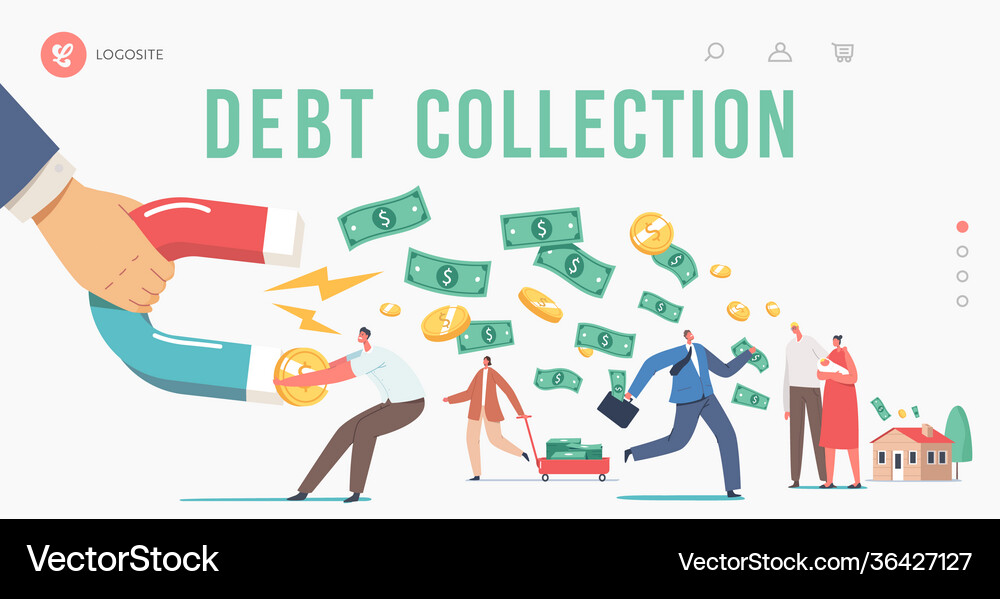 Debt collection landing page template huge hand Vector Image