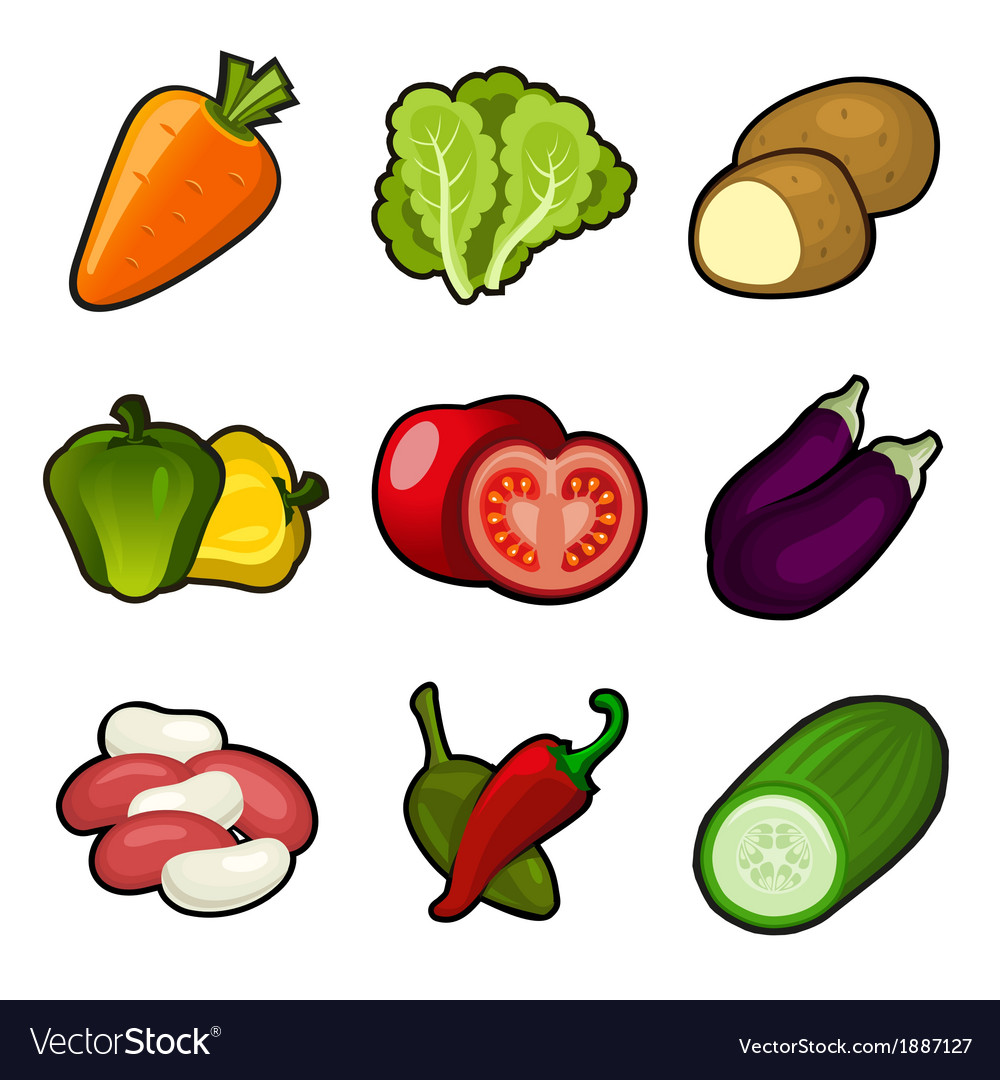 Glossy vegetable set Royalty Free Vector Image