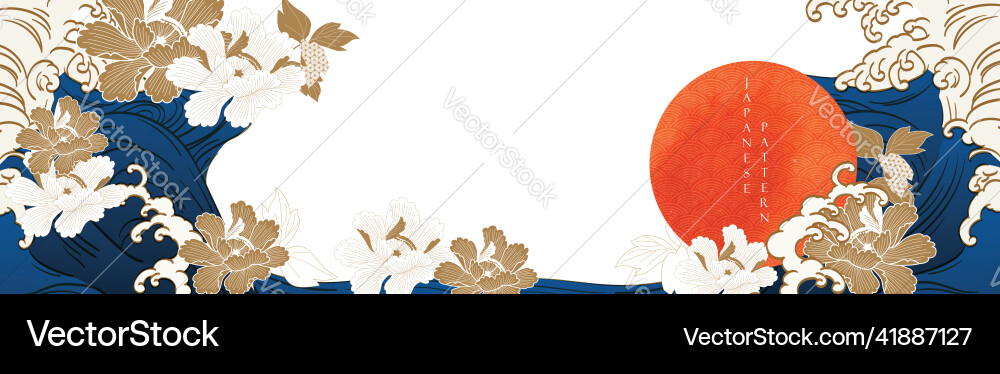 Japanese background with moon and sun Royalty Free Vector