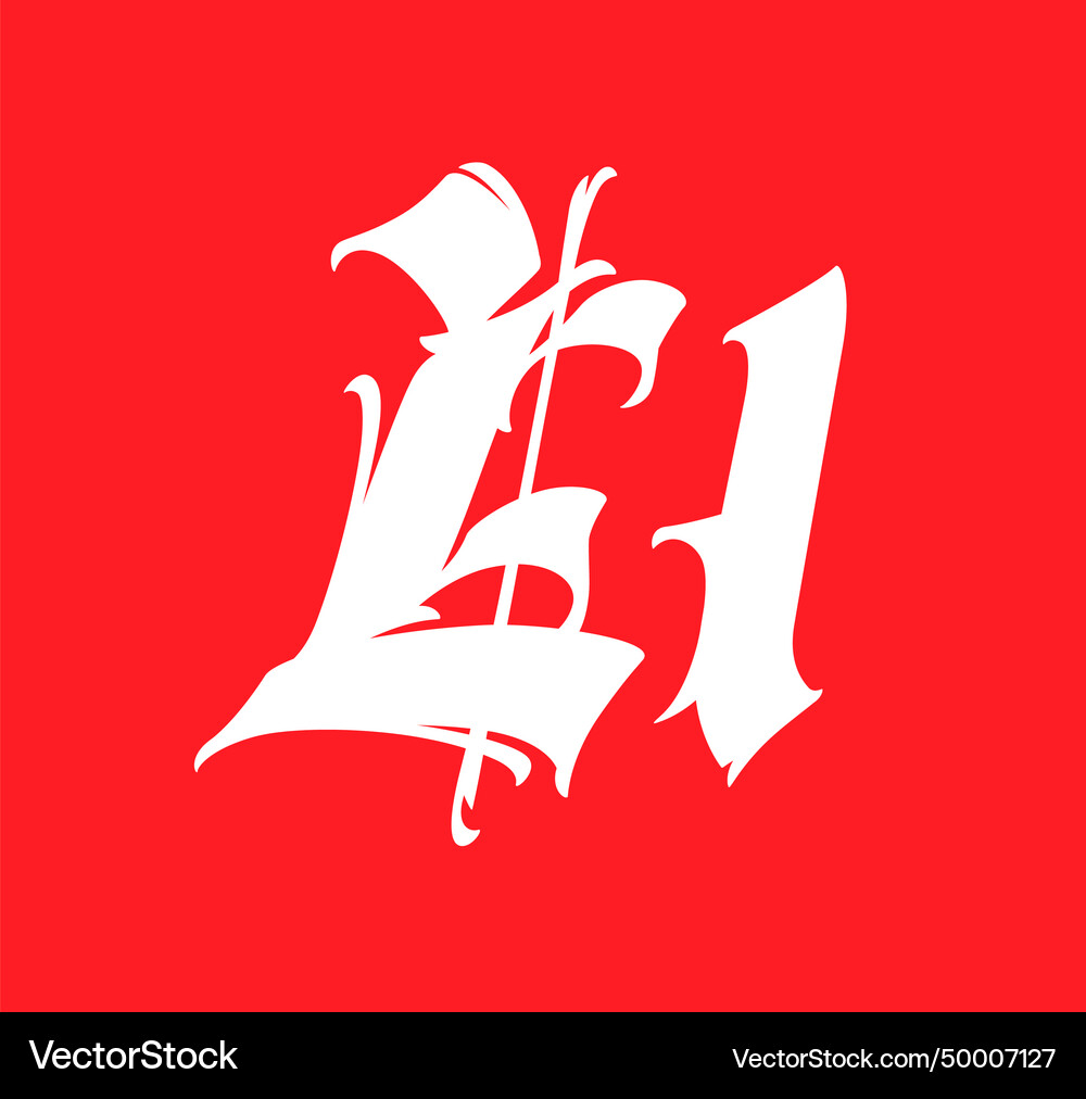 Letter l in the gothic style alphabet Royalty Free Vector