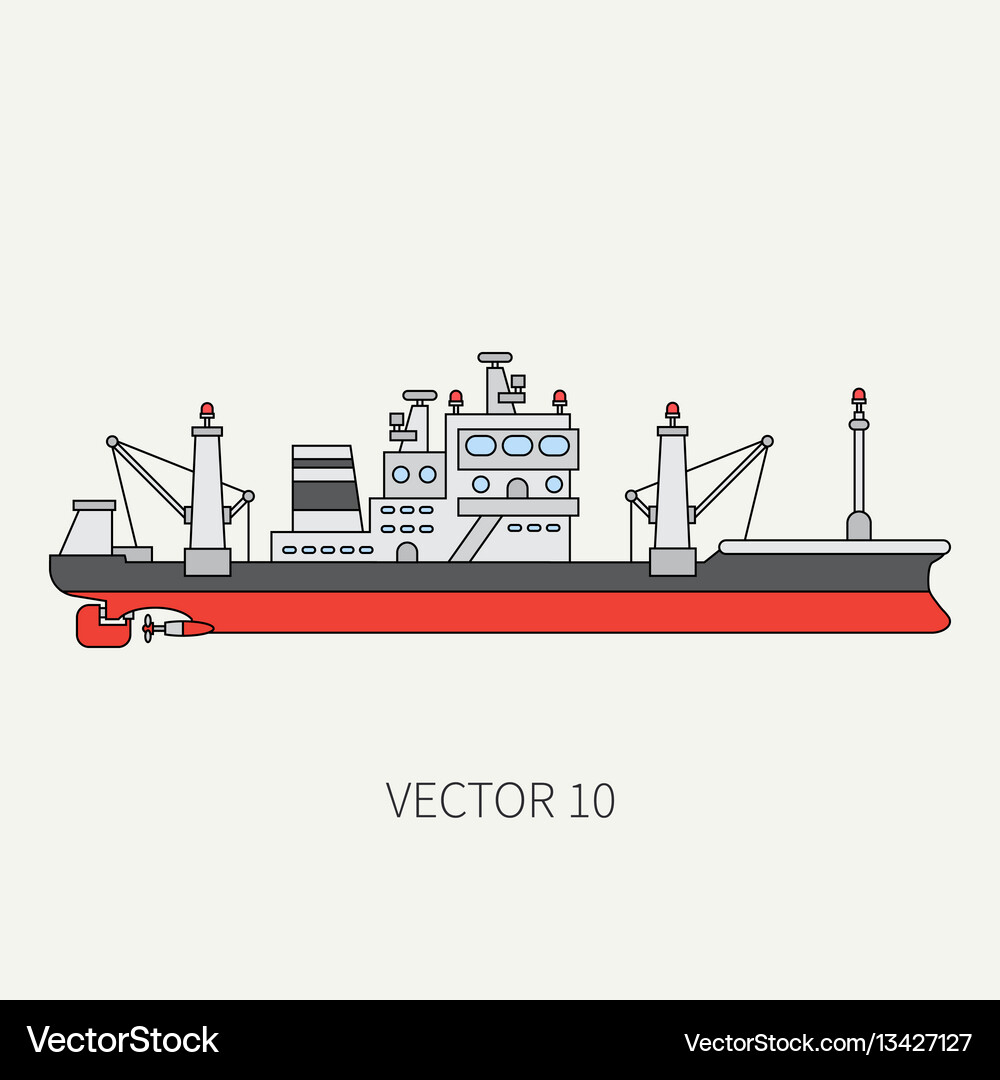 Line flat color icon comercial trawler ship Vector Image