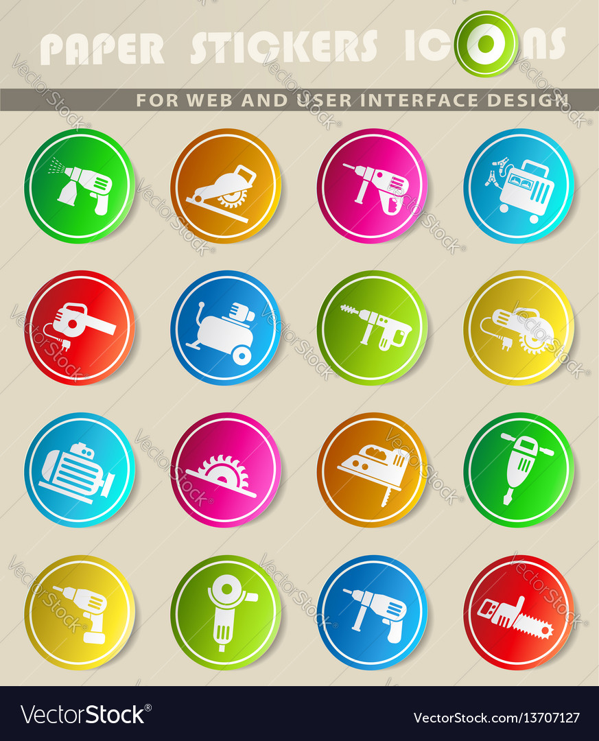 Machine tools icon set Royalty Free Vector Image