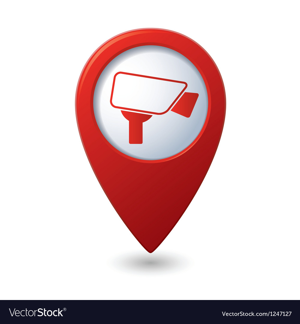 Map pointer with surveillance camera icon Vector Image