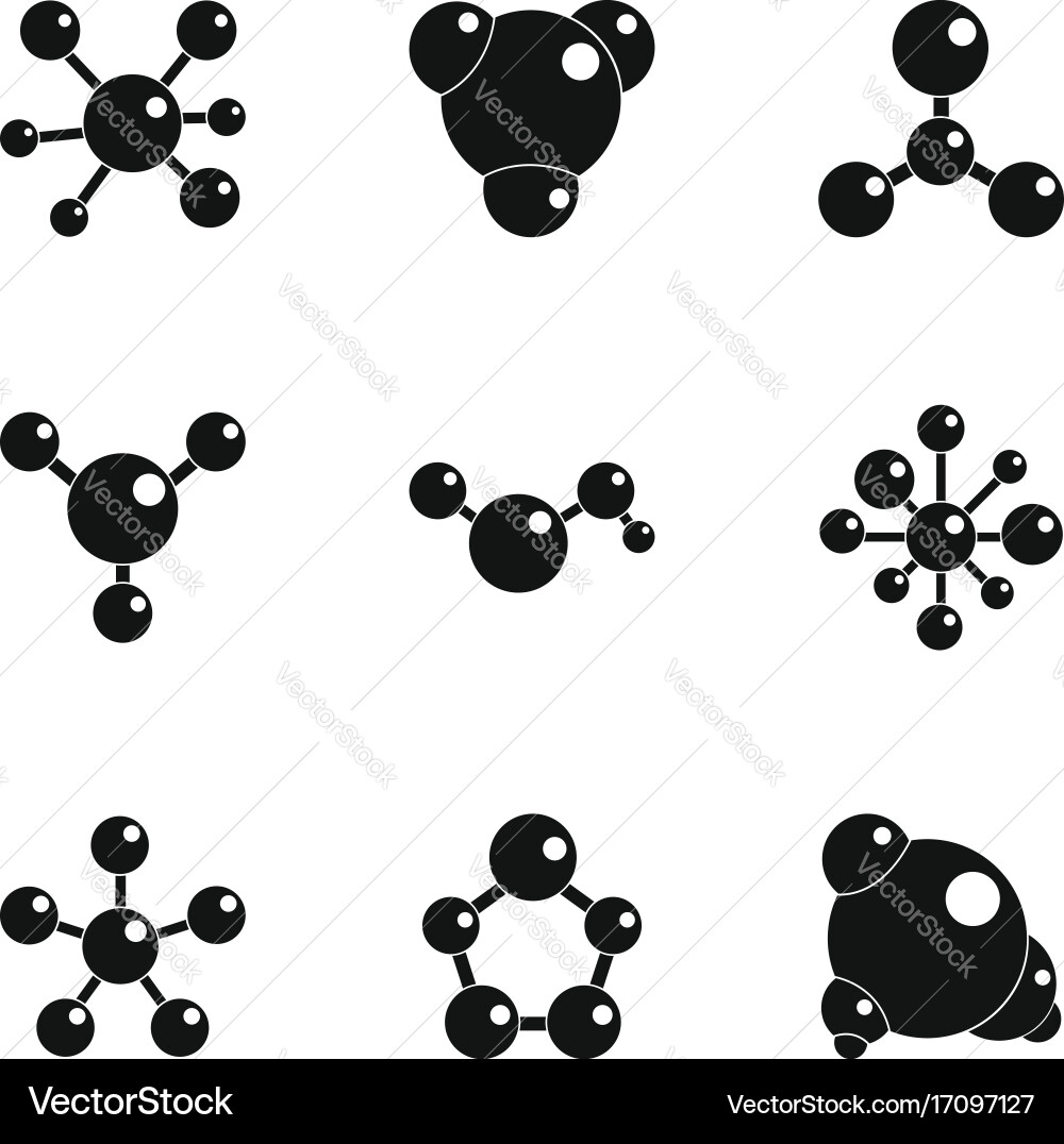 Molecular chemistry icons set simple style Vector Image