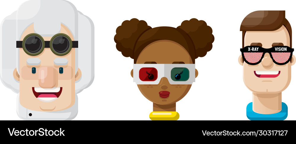 People in eye glasses flat icon set Royalty Free Vector