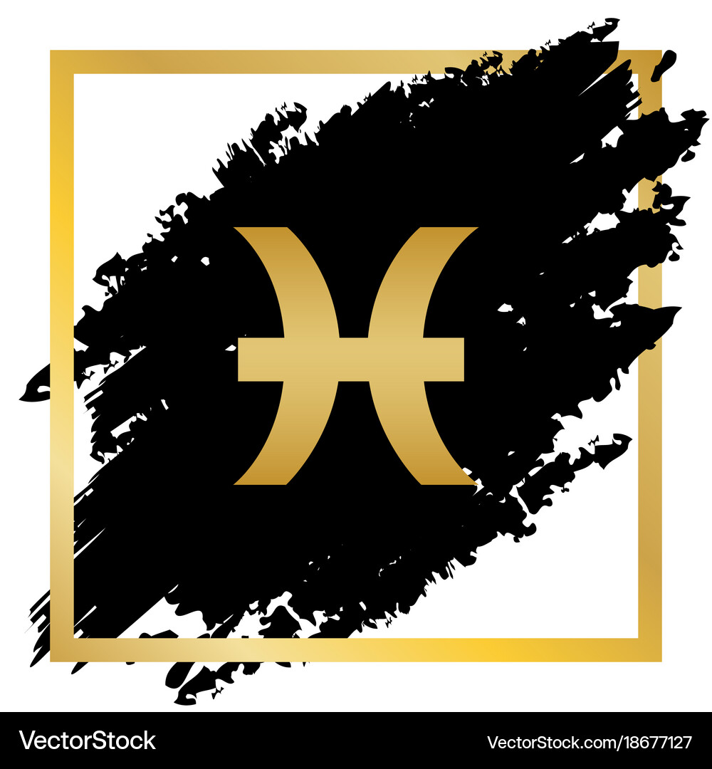 Pisces sign golden icon at Royalty Free Vector Image