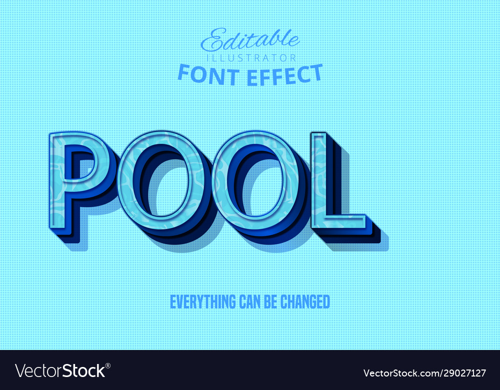 Pool text editable effect Royalty Free Vector Image