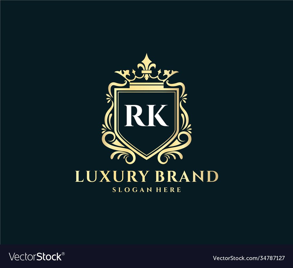 Rk initial letter gold calligraphic feminine Vector Image