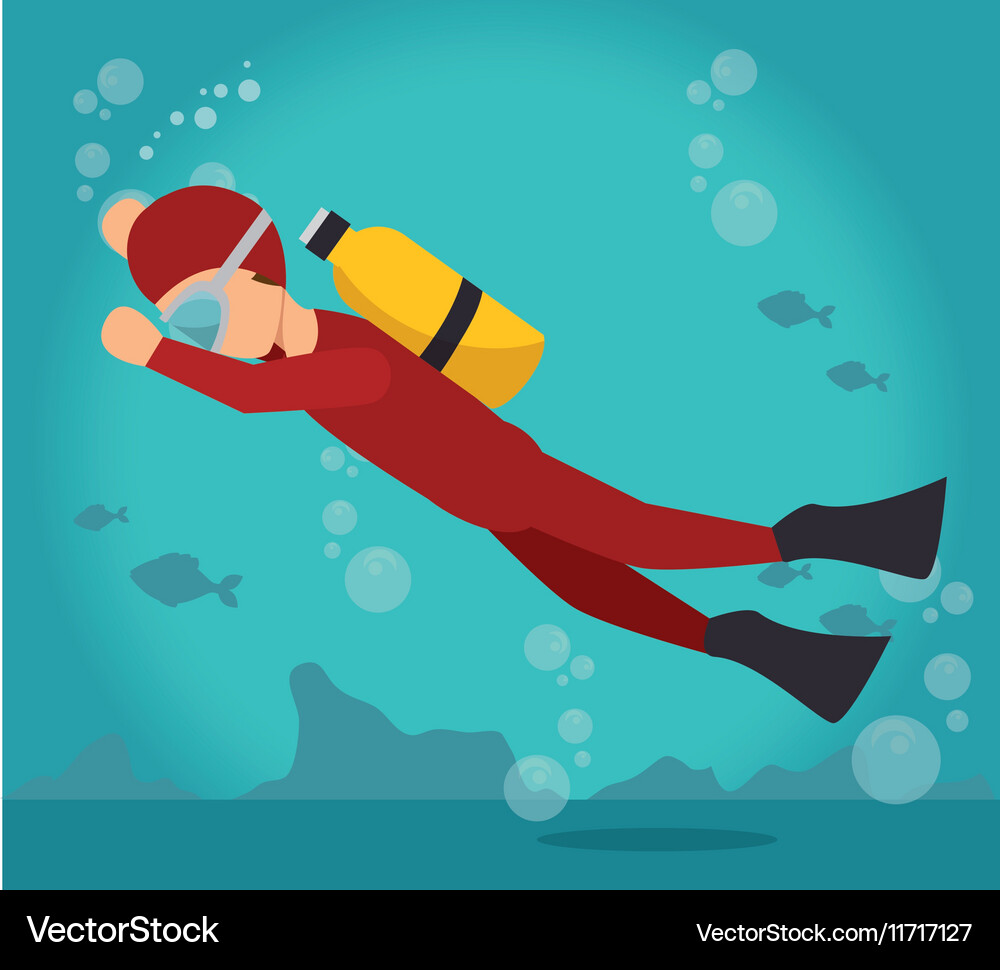 Scuba diver water sport extreme activity Vector Image