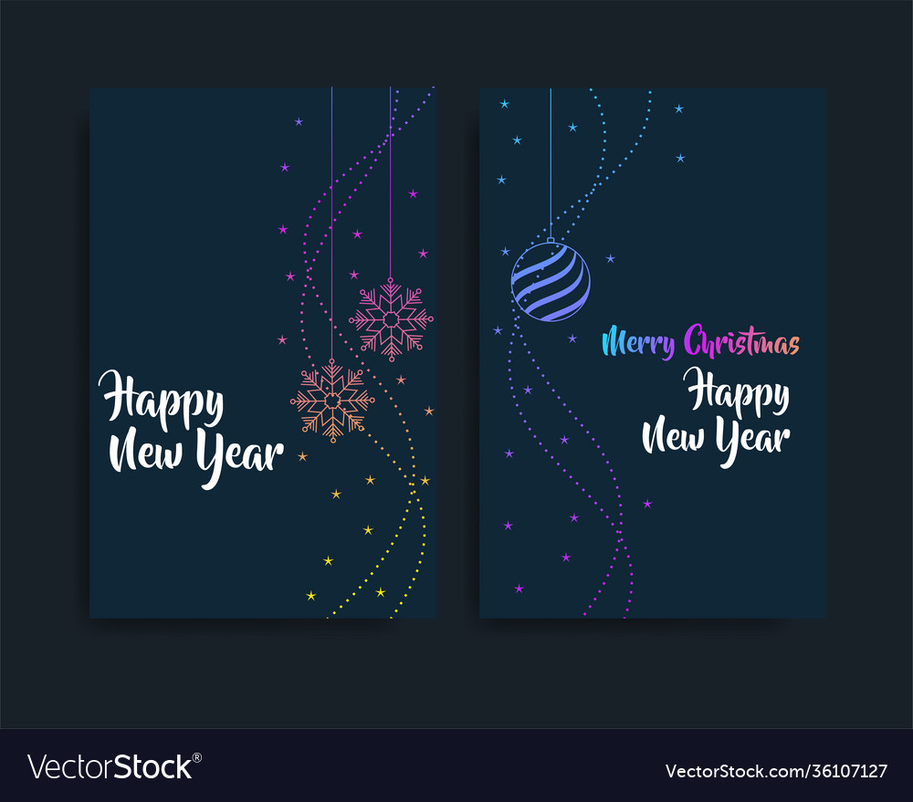 Set card merry christmas and happy new year Vector Image