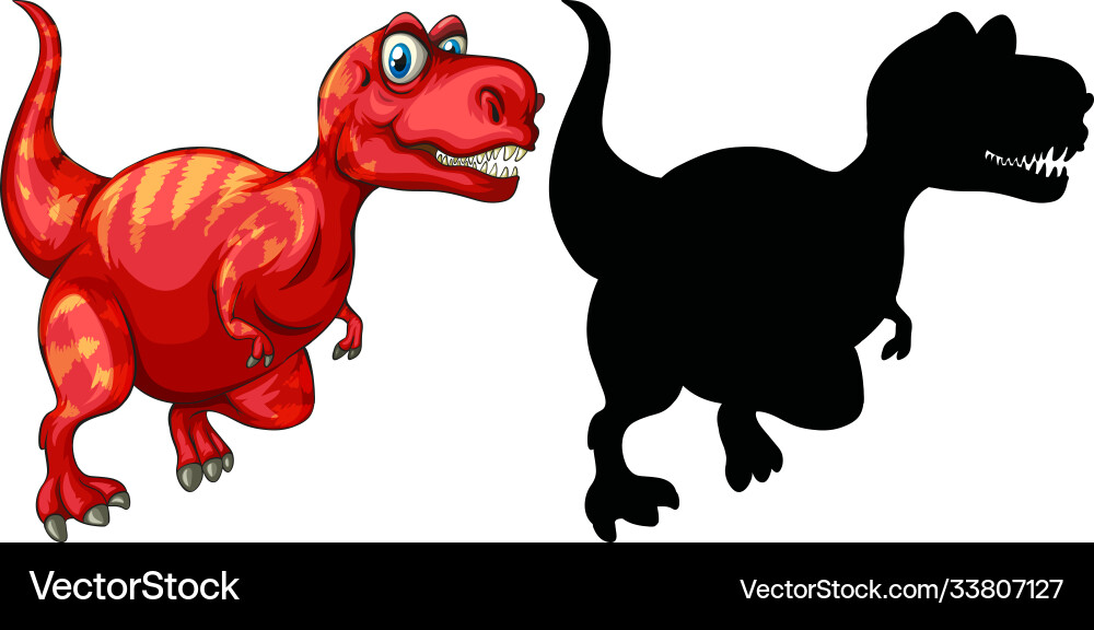 Set dinosaur cartoon character and its Royalty Free Vector