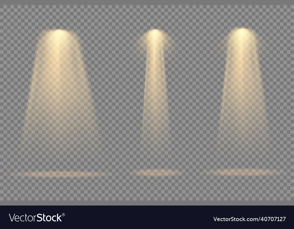 Set of yellow spotlight projector light effect Vector Image Set of yellow spotlight projector light effect Vector Image