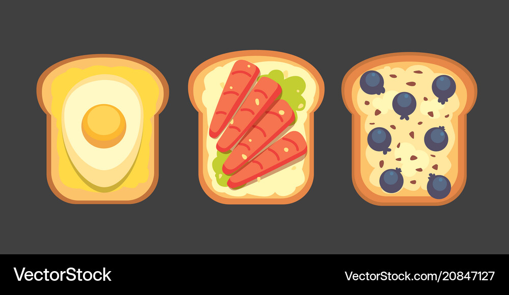 Set toasts and sandwich breakfast bread toast Vector Image