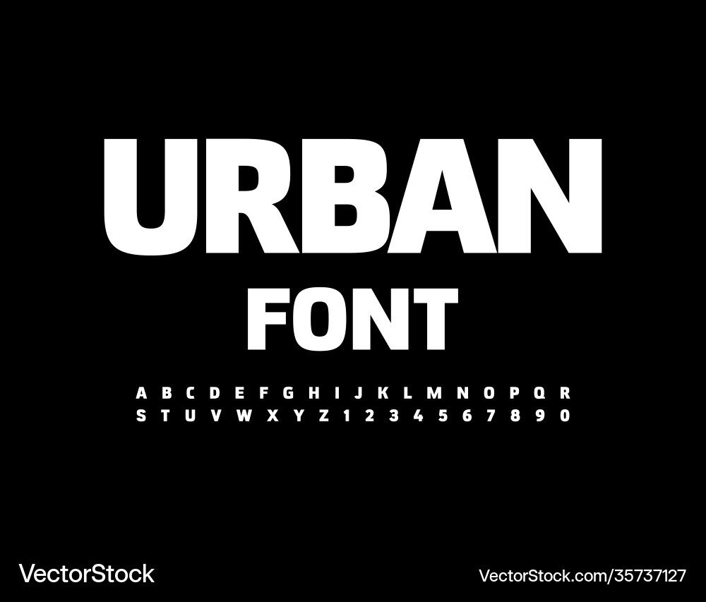 Urban font white trendy alphabet Royalty Free Vector Image